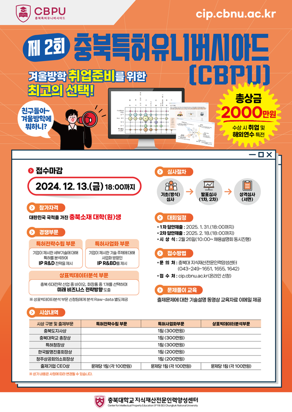 충북대 지식재산전문인력양성센터 ‘충북특허유니버시아드(CBPU)’개최
